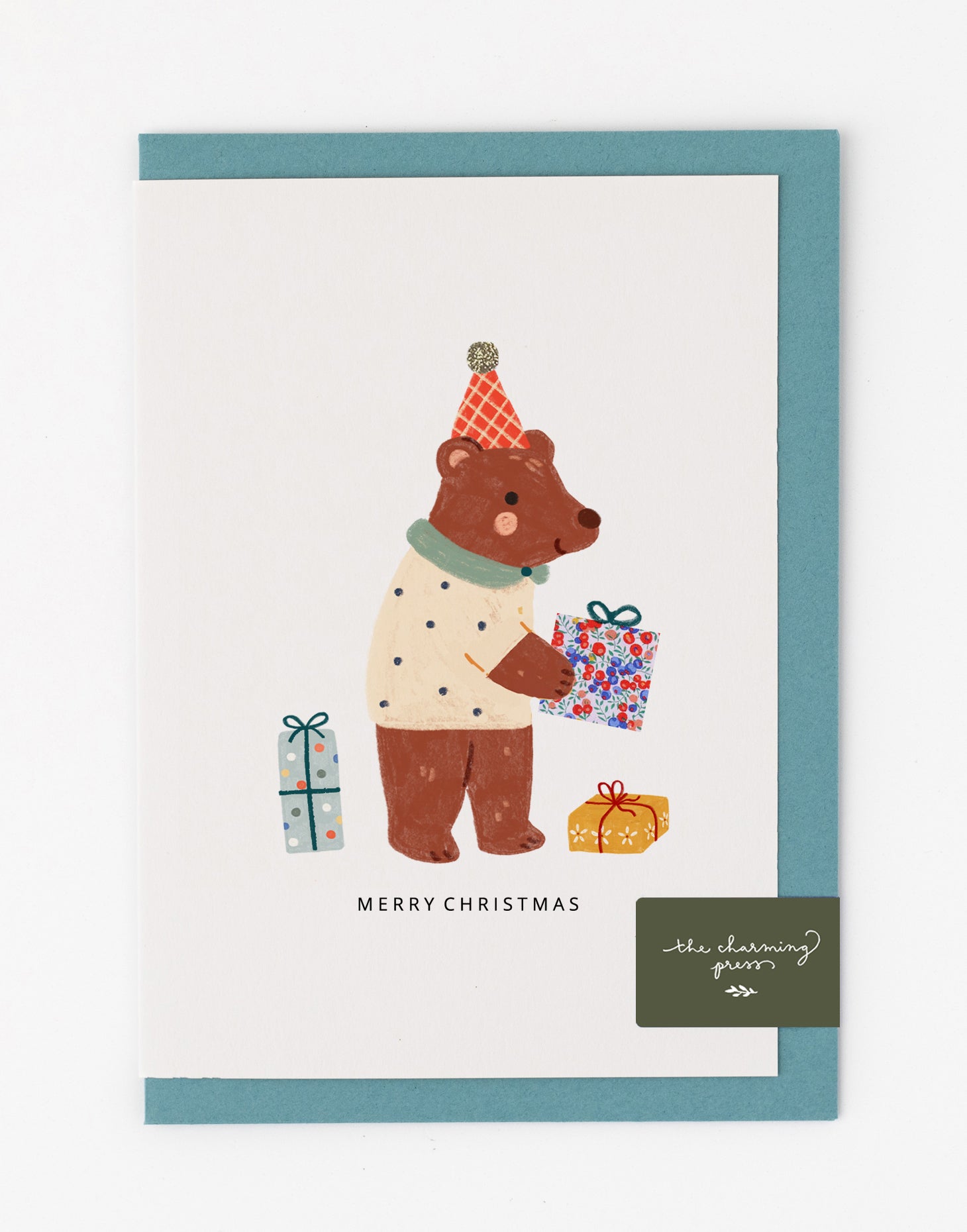 Bear Christmas Card - made with Liberty Wiltshire Bud fabric – The ...