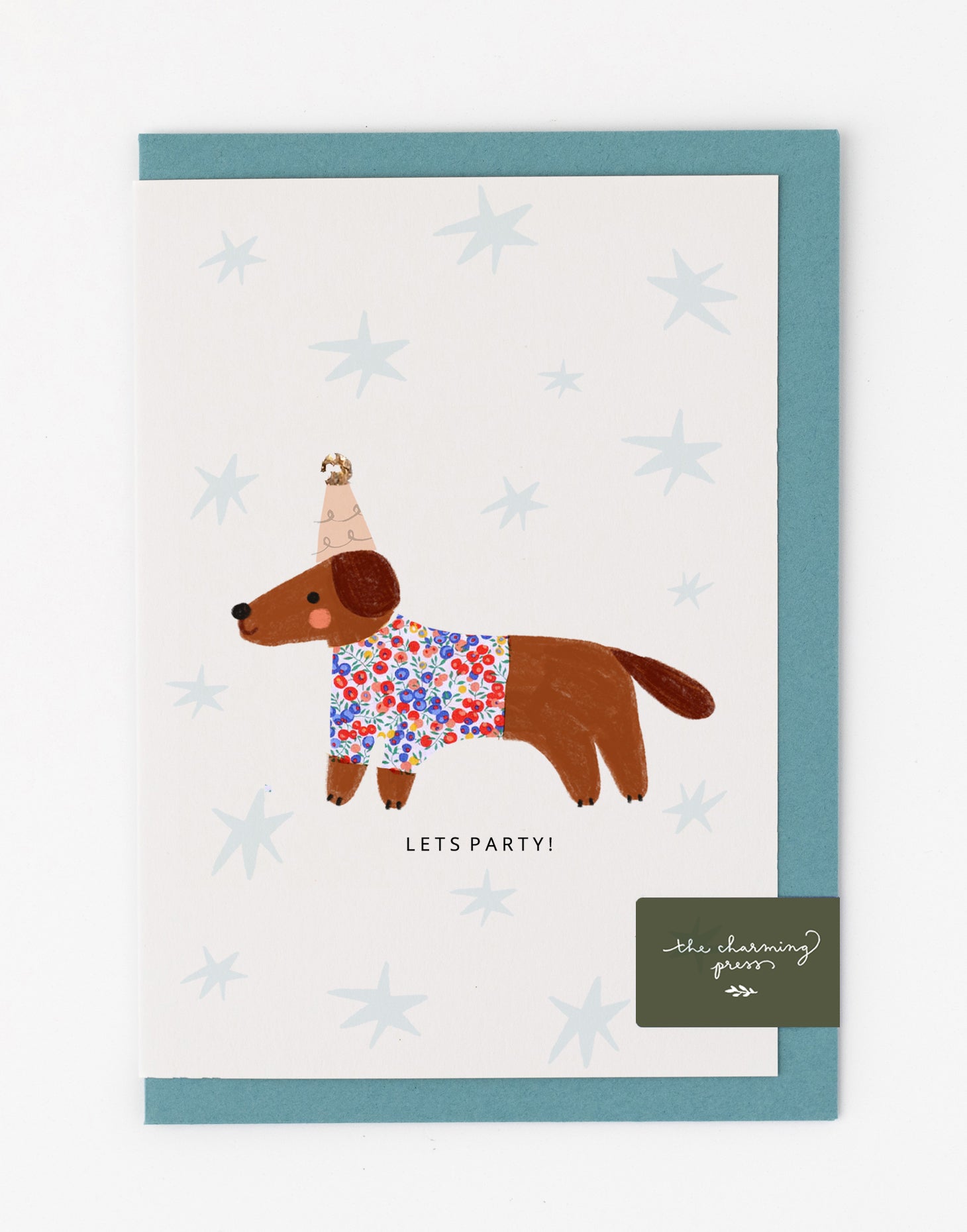 Sausage Dog Christmas Card - made with Liberty Wiltshire Bud fabric ...