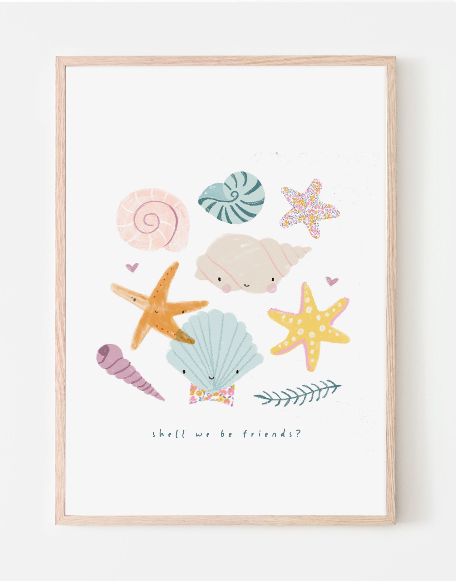 Liberty Fabric Shells Nursery Print | Handmade Coastal Nursery Art UK ...